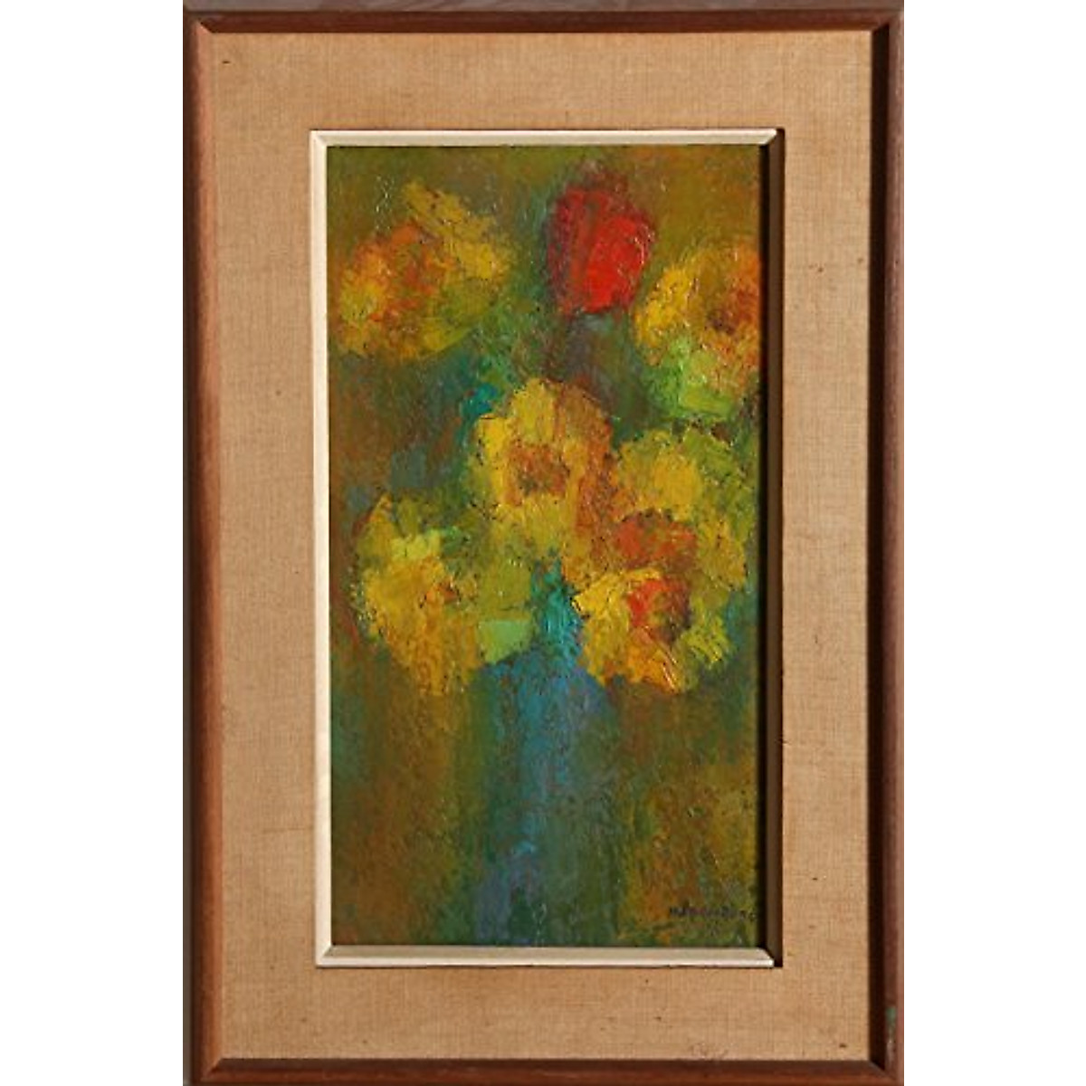 Yellow Flowers in Blue Vase