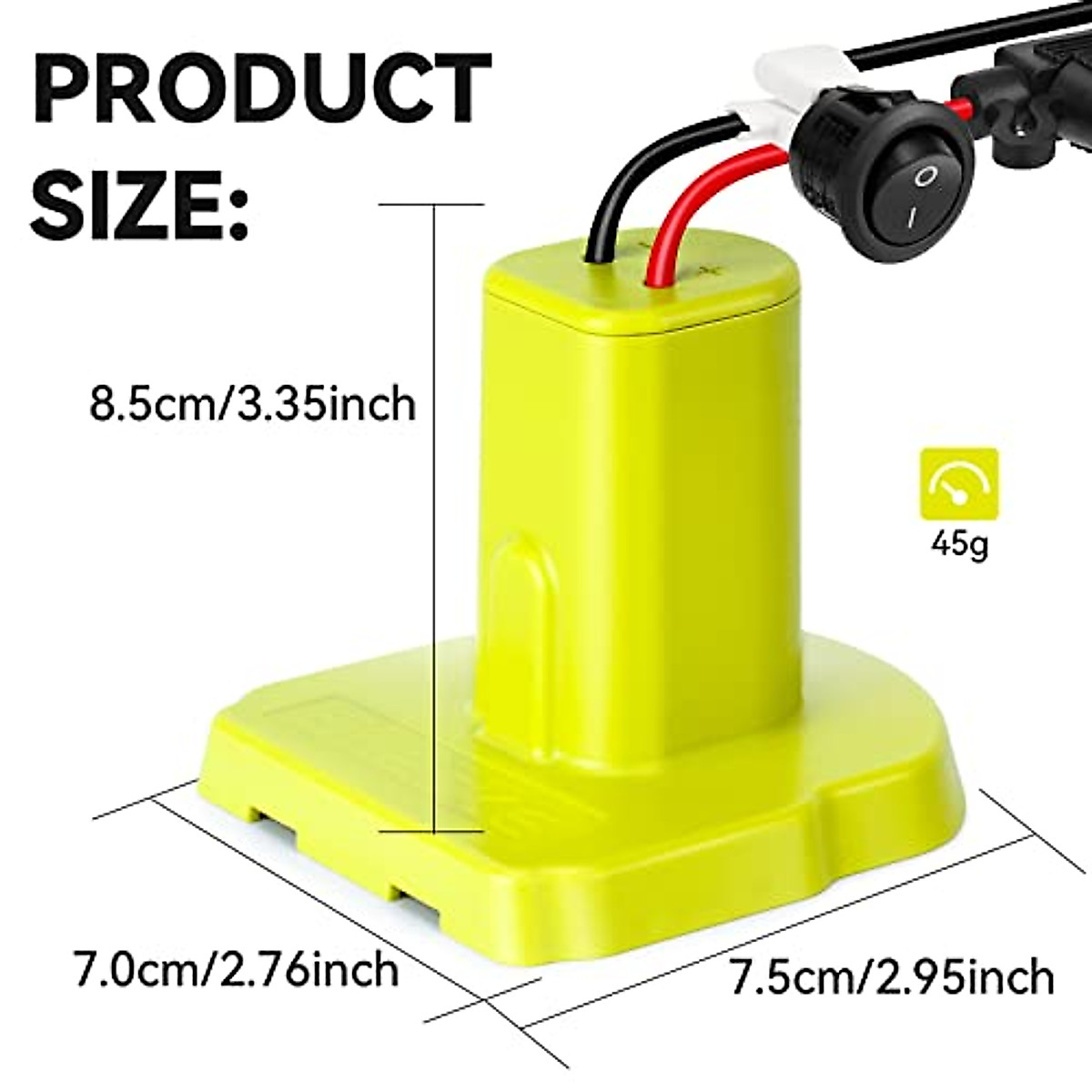 Power Wheel Adapter for Ryobi One+ 18V P108 P107 P102 P100 Li-ion & Ni-Cd Battery,Power Connector for Rc Toy & Car,12 Gauge Robotics Rc Truck（with 30A Fuse & Switch & Wire terminals）（1 Pack