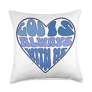 "God is Always with Me" - Inspirational Psalm 16:8 Christian Throw Pillow