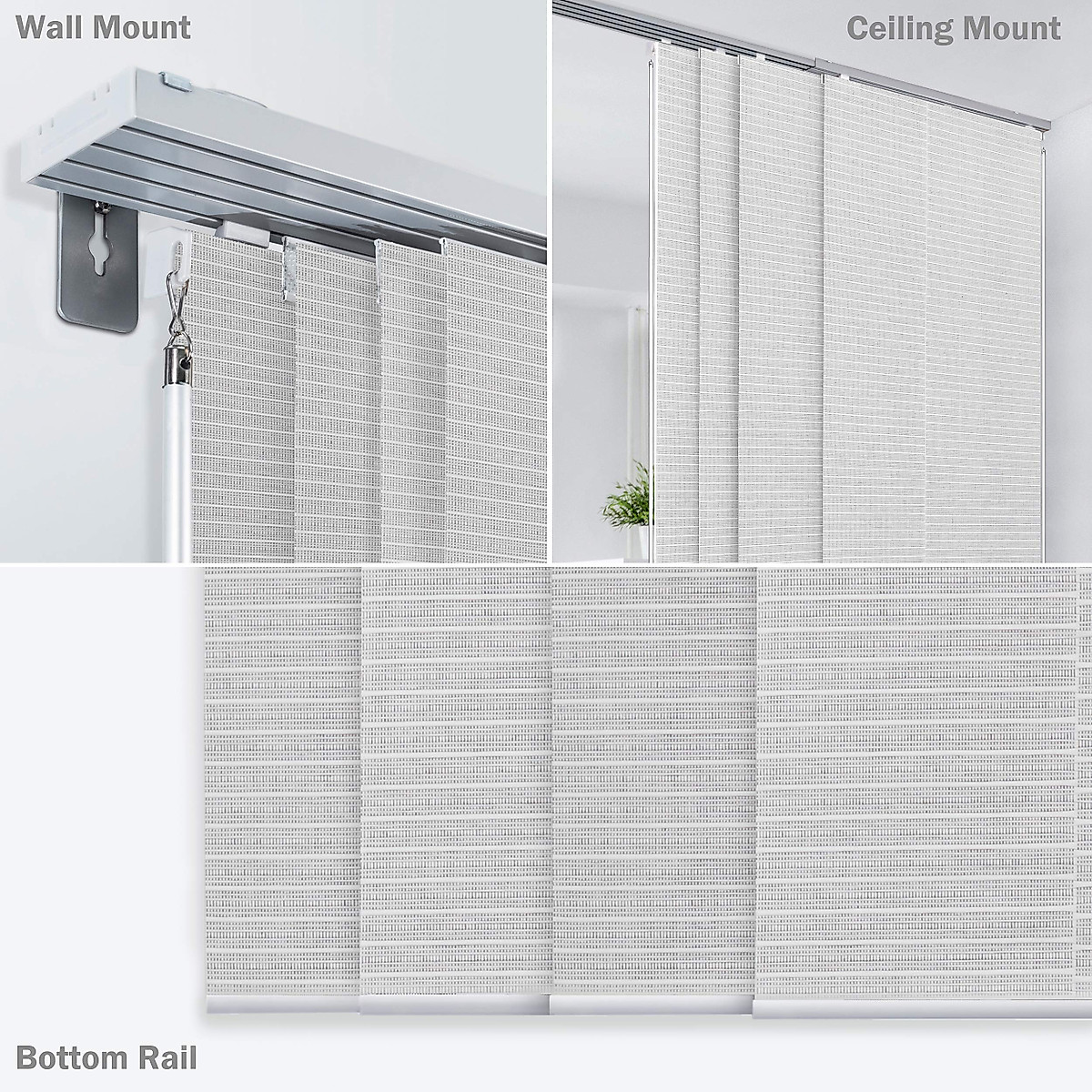 GoDear Design Adjustable Sliding Door Blinds 45.8"- 86" W x 96" H, Extendable Vertical Blinds for Patio Doors, Panel Track Blinds for Windows, Trimmable Fabric Glass Door Shades, Semi-Privacy, Zipper