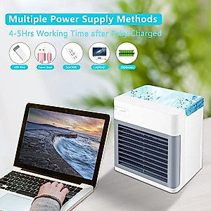 Geohee Portable Air Conditioner,Quiet Personal Air Conditioner Fan,3-Speeds Air Cooler Mini Air Conditioner Fan Desktop Cooling Fan for Office and Home, Grey&White