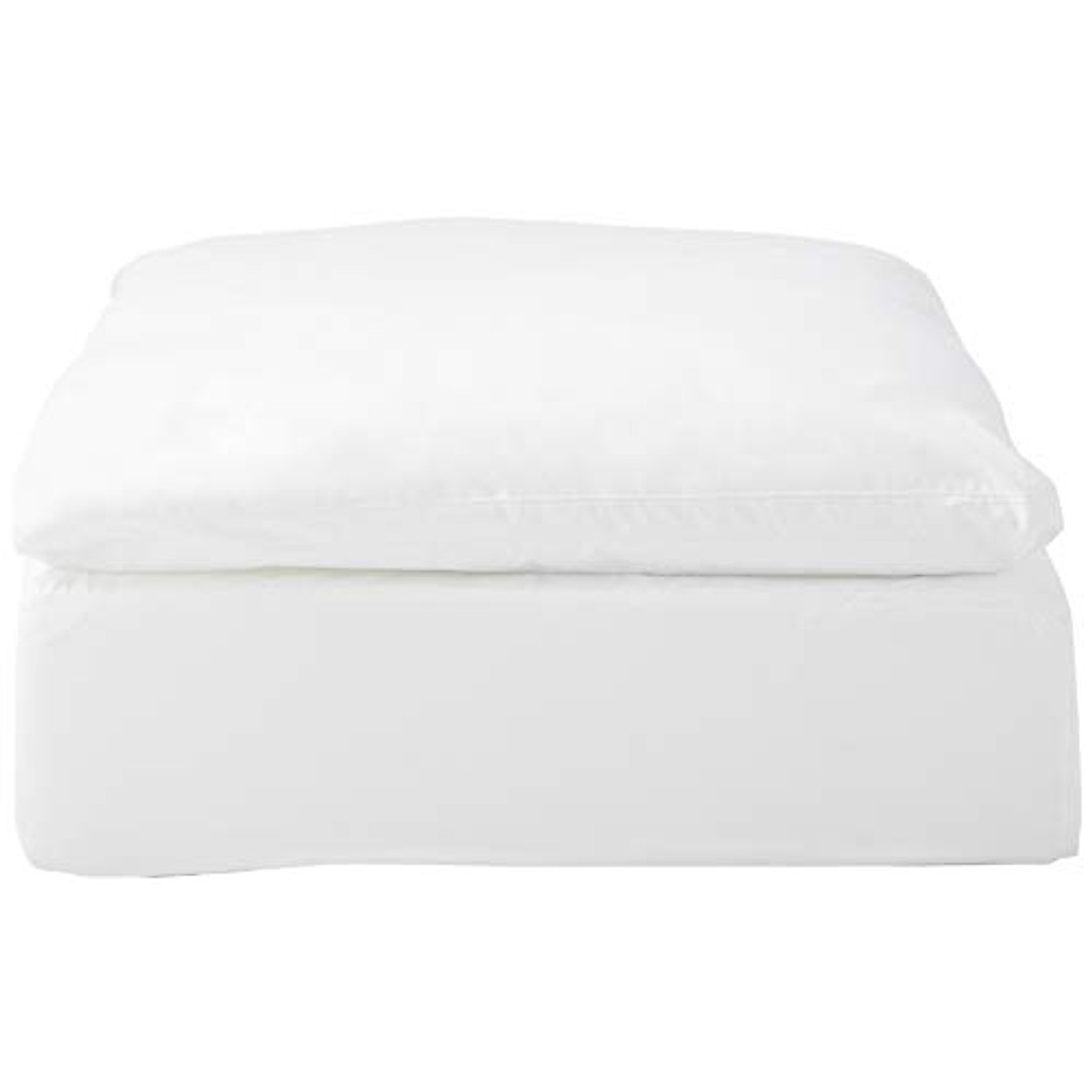 Sunset Trading Contemporary Puff Collection Slipcovered 44" Square Sectional Modular Stain-Proof Water-Resistant Washable Performance Fabric | White Ottoman, Oversized Down Filled Large Sofa Footrest