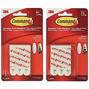 Command Medium Mounting Refill Strips, 18-Strip