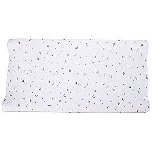 TL Care Printed 100% Cotton Knit Fitted Contoured Changing Table Pad Cover/Sheet - Compatible with Mika Micky Bassinet, Gray Stars and Moons, for Boys and Girls