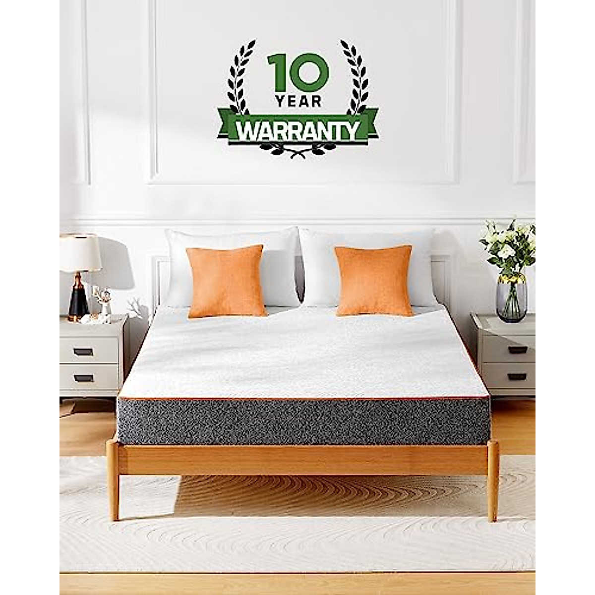 Marsail Full Mattress, 10 Inch Gel Memory Foam Mattress with Zippered Cover, Medium-Firm & Fiberglass Free, CertiPUR-US Certified Mattress in a Box, Breathable Bed for Pressure Relieving