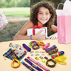 ccooly Paracord Friendship Bracelet Making Kit - Make Your Own Bracelet Kit with Charms for Boys and Girls - DIY Friendship Bracelets Set for Age 8-12 Years Old Kids, Crafts and Valentine's Day Gifts