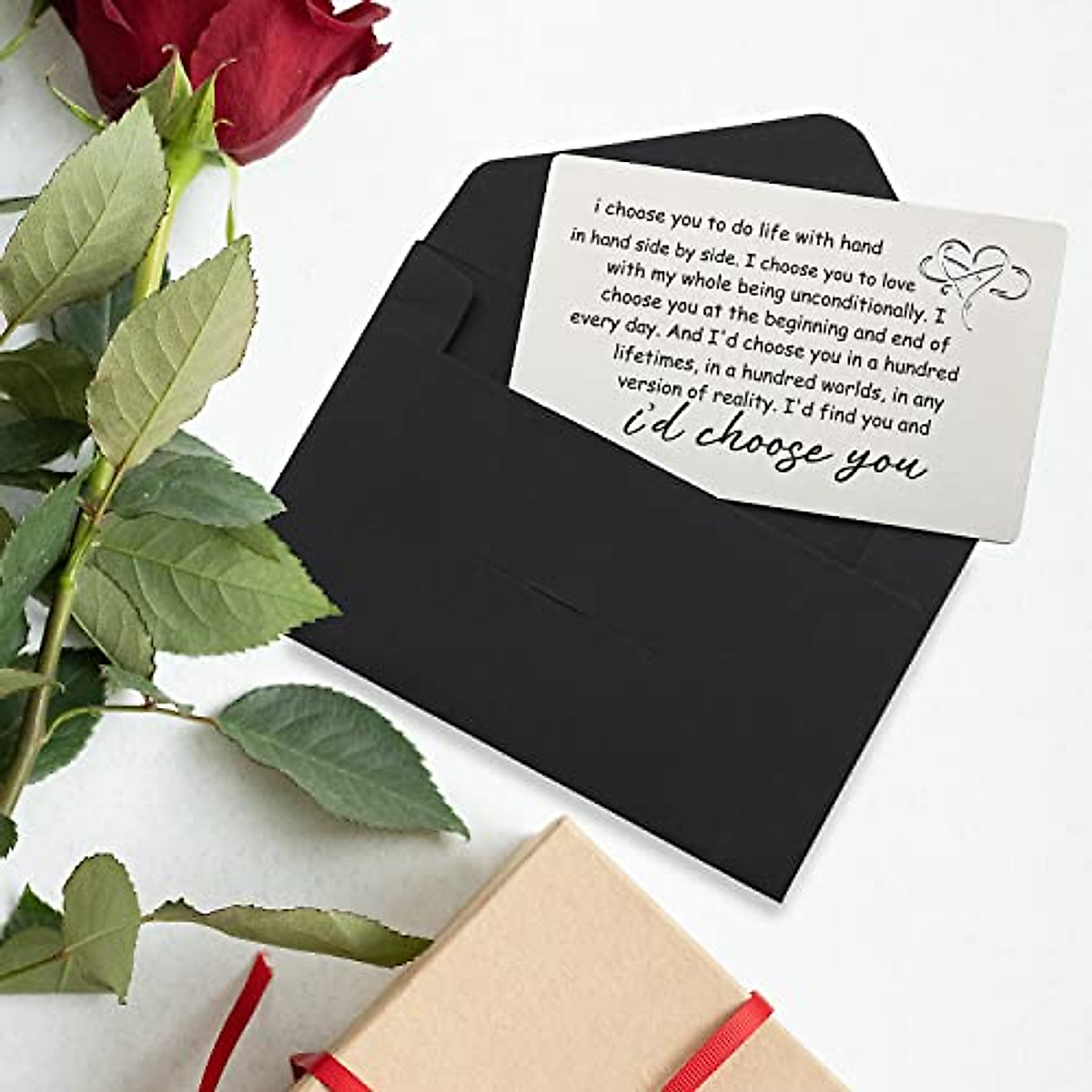 clesellix Love Note Wallet Insert Card, Engraved Wallet Insert Card for Men, Him, Boyfriend Valentine Wedding Anniversary Christmas Birthday Gifts Stocking Stuffer Christmas Predeployment Gift WC5