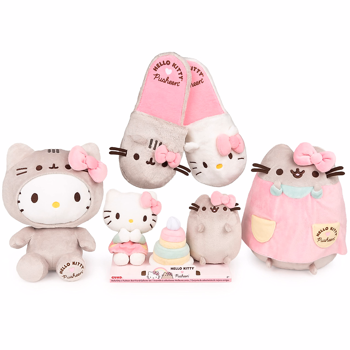 GUND Hello Kitty x Pusheen The Cat Stuffed Animal, Sanrio Pusheen Costume Plush, 9.5”