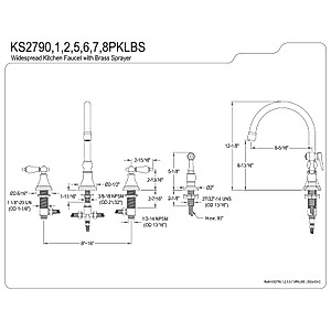 Kingston Brass KS2791PKLBS Duchess Widespread Kitchen Faucet with Brass Sprayer, Polished Chrome