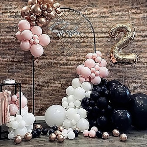 RUBFAC Black Balloons, 146 pcs Different Sizes Pack of 36 18 12 10 5 Inch for Balloon Garland or Balloon Arch as Graduation Wedding Birthday Baby Shower Anniversary Party Decorations