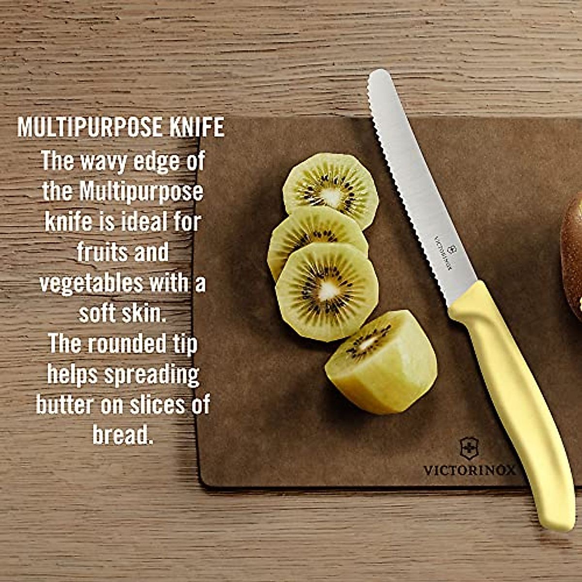 Victorinox Carbon Steel "Swiss Classic Trend Colours Special Edition" Set of 2 Kitchen Knives and 1 Peeler, 11 cm Wavy & 8 cm Straight Edge Knives with a Vegetable Peeler - Lemon, Swiss Made, Medium (6.7116.31L82)