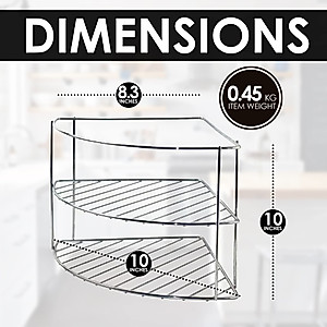 3-Tier Counter and Cabinet Corner Shelf, Pantry Organizer, Rust Resistant - Plates, Dishes, Pans, Cups, Lids and Bowls - Silver