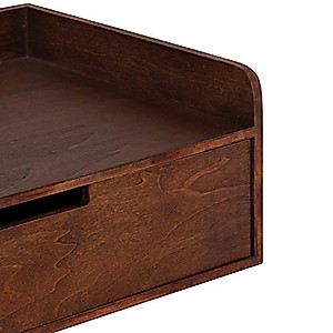 Kate and Laurel Kitt Modern Floating Shelf with Drawers, 28 x 12 x 6.5 inches, Dark Walnut Brown, Chic Floating Storage Console Table or Desk for Wall