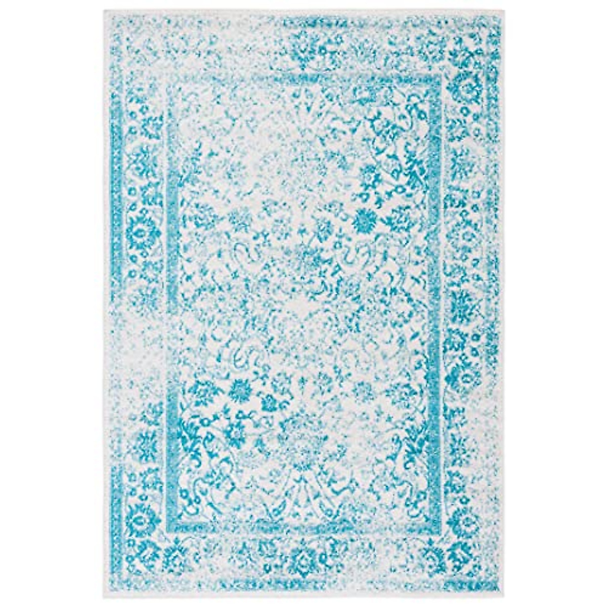 SAFAVIEH Adirondack Collection Area Rug - 8' x 10', Ivory & Teal, Oriental Distressed Design, Non-Shedding & Easy Care, Ideal for High Traffic Areas in Living Room, Bedroom (ADR109D)