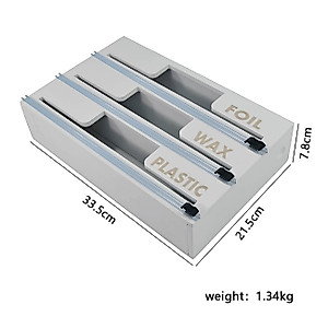 The Luxe Union 3-in-1 Wax, Foil, and Plastic Wrap Dispenser with Cutters, Drawer and Countertop Organizer for Cling, Film, and Parchment Paper, Pre-Labeled Organization, Bamboo Holder