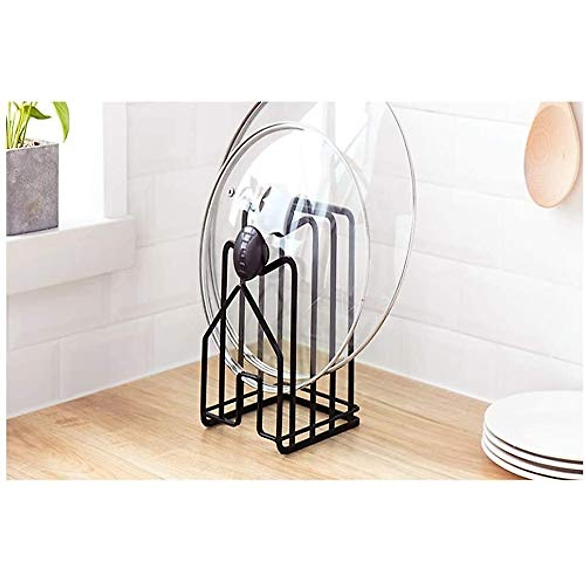 DRNKS Kitchen Pot Lid Rack Storage Rack Simple Space Saving Pot Lid Spoon Rack Kitchen Cookware Pan Pot Lid Organizer Rack-Pot Lid Cutting Board Rack Pot Lid Shelf Suitable for Kitchen