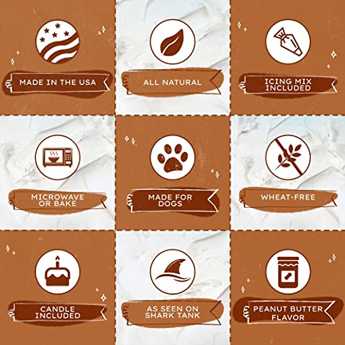 Puppy Cake Dog Birthday Cake Kit- Cake Mix, Icing Mix, Candle and Silicone Pan (Peanut Butter)