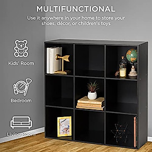 Best Choice Products 9-Cube Storage Shelf Organizer Bookshelf System, Display Cube Shelves Compartments, Customizable w/ 3 Removable Back Panels - Black