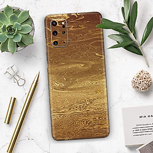 DesignSkinz Molten Gold Digital Foil Swirl V7 Protective Vinyl Decal Wrap Skin Cover Compatible with The Samsung Galaxy S20 (Screen Trim & Back Glass Skin)