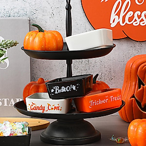 Tanlade 3 Pcs Halloween Candy Bowl Mini Ceramic Bowl for Tiered Tray Halloween Candy Dish Halloween Party Supplies Candy Holder for Farmhouse Home Housewarming Gift (Candy Corns)