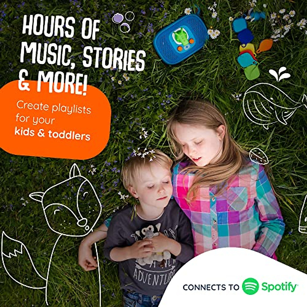 Jooki Music Player for Kids Favorite Bundle - Portable Audio Player- Screen Free Imagination Building (Player + 2 Tokens + 5 Figurines)