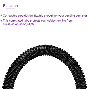 DMiotech 13.0mmx9.5mmx5m Plastic Non-Split Corrugated Tubing Indoor Outdoor Cord Management for Wrap Tidy Office Garden