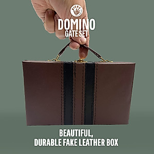 Kicko Premium Classic Domino Set - Jumbo - Double Six - 28 Thick Pieces in Durable Wooden Vegan Leather Box for Boys, Girls, Adults, Kids Party Favors and Game Night Use - Up to 2-4 Players