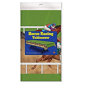 Beistle Horse Racing Tablecover, 54 by 108-Inch, Multicolor