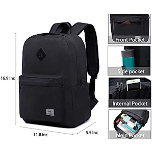 Abshoo Classic Basic Lightweight Backpack for School Water Resistant Casual Daypack Backpacks Bookbag (Black)