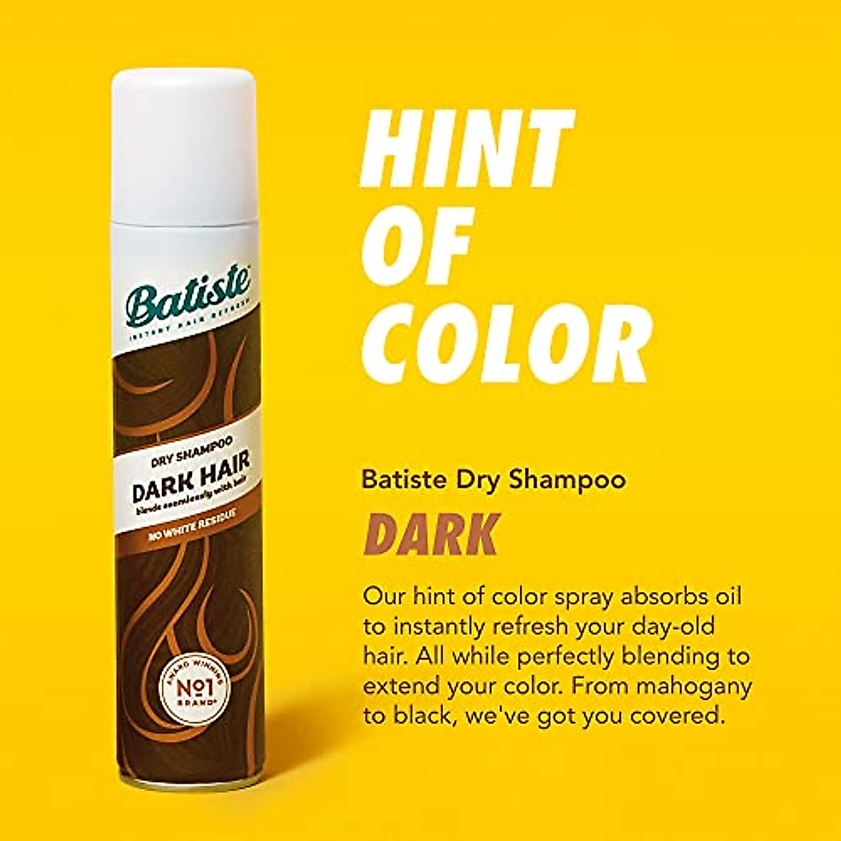 Batiste Dry Shampoo for Dark Hair, Refresh Hair and Absorb Oil Between Washes, Waterless Shampoo for Added Hair Texture and Body, 6.35 OZ Dry Shampoo Bottle