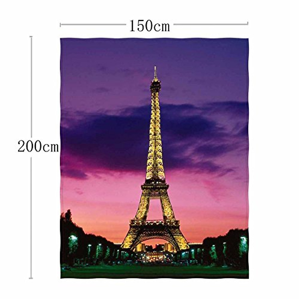 QH with Eiffel Tower Velvet Plush Throw Blanket Super Soft and Cozy Lightweight Blanket Perfect for Couch Sofa or Travelling 58''×80''