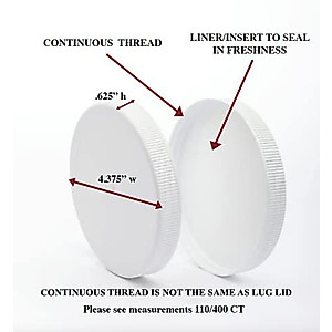 CLEARVIEW CONTAINERS | 110/400 Plastic Replacement Lids | 110mm Caps w/Leak Proof Liner | For Large Glass or Plastic Wide Mouth Jar | Made in the U.S.A.| Food-Grade Storage Caps for Canning Jars (3)