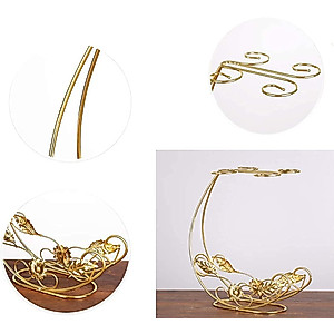 Homya Tabletop Wine Rack, Metal Fine Forged Wine Glass Holder, Kitchen Bar Wine Glass Display Holder, Holds 1 Wine Bottle and 4 Wine Glasses, Table Wine Bottle Accessories, Gold