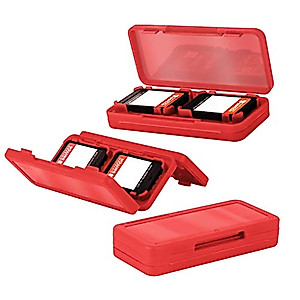 Orzly Switch Accessories Bundle – Carry Case for Nintendo Switch Console (NOT OLED MODEL) Tempered Glass Screen Protectors, USB Charging Cable, Switch Games Case, Comfort Grip Case & Headphones - RED