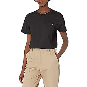 Dickies Women's Short Sleeve Heavyweight Pocket T-Shirt, Black, Medium