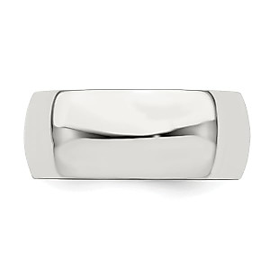 IceCarats 925 Sterling Silver 8mm Half Round Plain Classic Wedding Band Ring Size 7.00