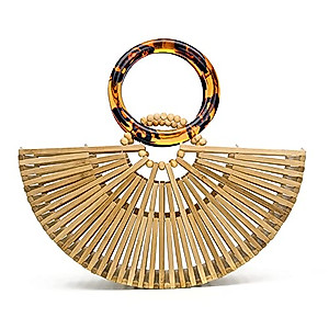 VAKAER Women Bamboo Purse Summer Beach Tote Bag Handmade Large Handbag with Inner bag