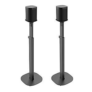 ynVISION.DESIGN E-Z Height Adjustable Floor Stands Compatible with Sonos One, One SL, or Play:1 | 2 PACK | Pair | Adjusts 29.1" - 46.5" Built in Cable Management