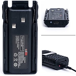 BTECH BL-8 1800mAh Li-ion USB-C Charging OEM Replacement Battery Pack for BaoFeng & BTECH UV-82 Series Radios, Compatible with GMRS-V2, MURS-V2, UV-82HP, UV-82C