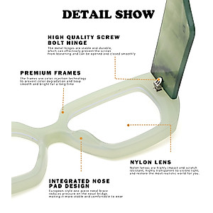 NULOOQ Blue Light Glasses for Women – Fashion Thick Frame Square Oversized Computer Eyeglasses (Light Green/Green)