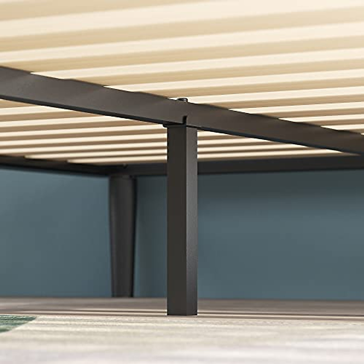 Zinus Parker Platform Bed with Tapered Legs / Wood Slat Support / No Box Spring Needed / Easy Assembly, King