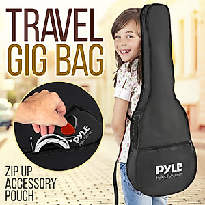 Pyle Beginner Acoustic Guitar Kit, 3/4 Junior Size All Wood Instrument for Kids, Adults, 36" Natural Ash