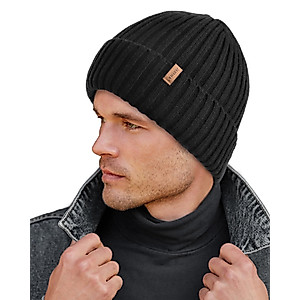 FURTALK Women Men Beanie Warm Winter Hats Acrylic Knit Cuffed Beanie Daily Beanie Hat Unisex Plain Skull Cap Black¡­