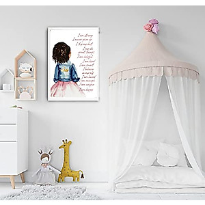 Canpllesy Positive Quotes Wall Art Girls Room Decor African American Girl Wall Art Decor Motivational Black Girl Posters Positive Affirmations Encouragement Gifts for Girls Daughter Gifts UNFRAMED