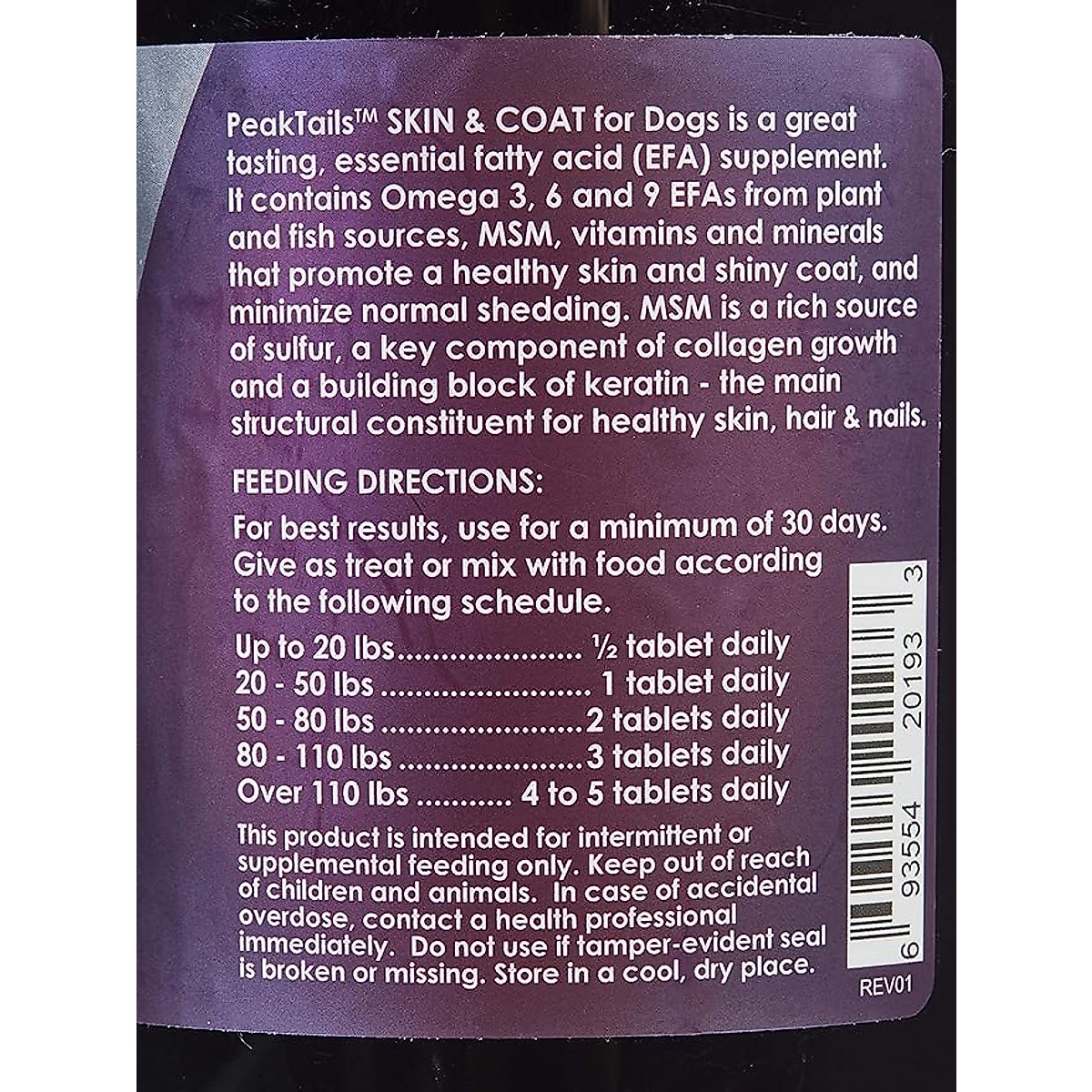 PeakTails Dermatrix, 150 Count Tablets for Dogs, Supports Healthy Skin, Shiny & Reduce Excessive Shedding, Contains MSM, Fish Oil & Omega 3 & 6 Essential Fatty Acids