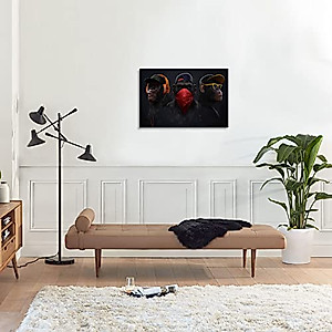 KAWAHONE Funny Gorilla Canvas Wall Art, Cool Monkey Modern Abstract Posters Framed, Artwork Chimpanzee Painting Picture for Home Living Room Office Bedroom Gym Decoration Decor, 18x12inch