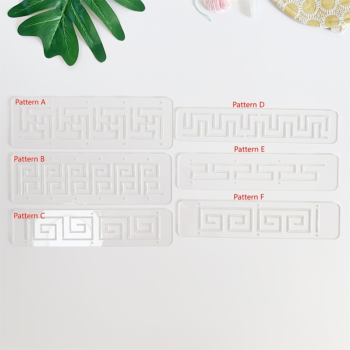 Acrylic Sashiko Stencil with Traditional Pattern for Hand Quilting and Embroidery (Set of 6)