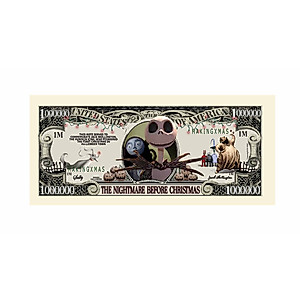 Nightmare Before Christmas Million Dollar Bill - Pack of 5 - Limited Edition Collectible Bill - Jack Skellington - Pumpkin King