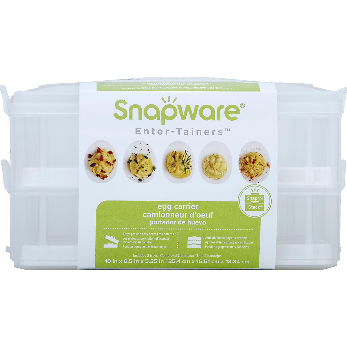 Snapware Snap 'N Stack Portable Storage Carrier with Lid for Eggs, BPA-Free Egg Holders, Dessert Carrier with Stackable Trays, Microwave, Freezer and Dishwasher Safe