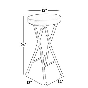 ZYLEDW Home Folding Stool – Heavy Duty 19/24 Inch Collapsible Padded Round Stool with 300 Pound Capacity for Dorm, Rec Room or Gameroom - Black/White/Brown